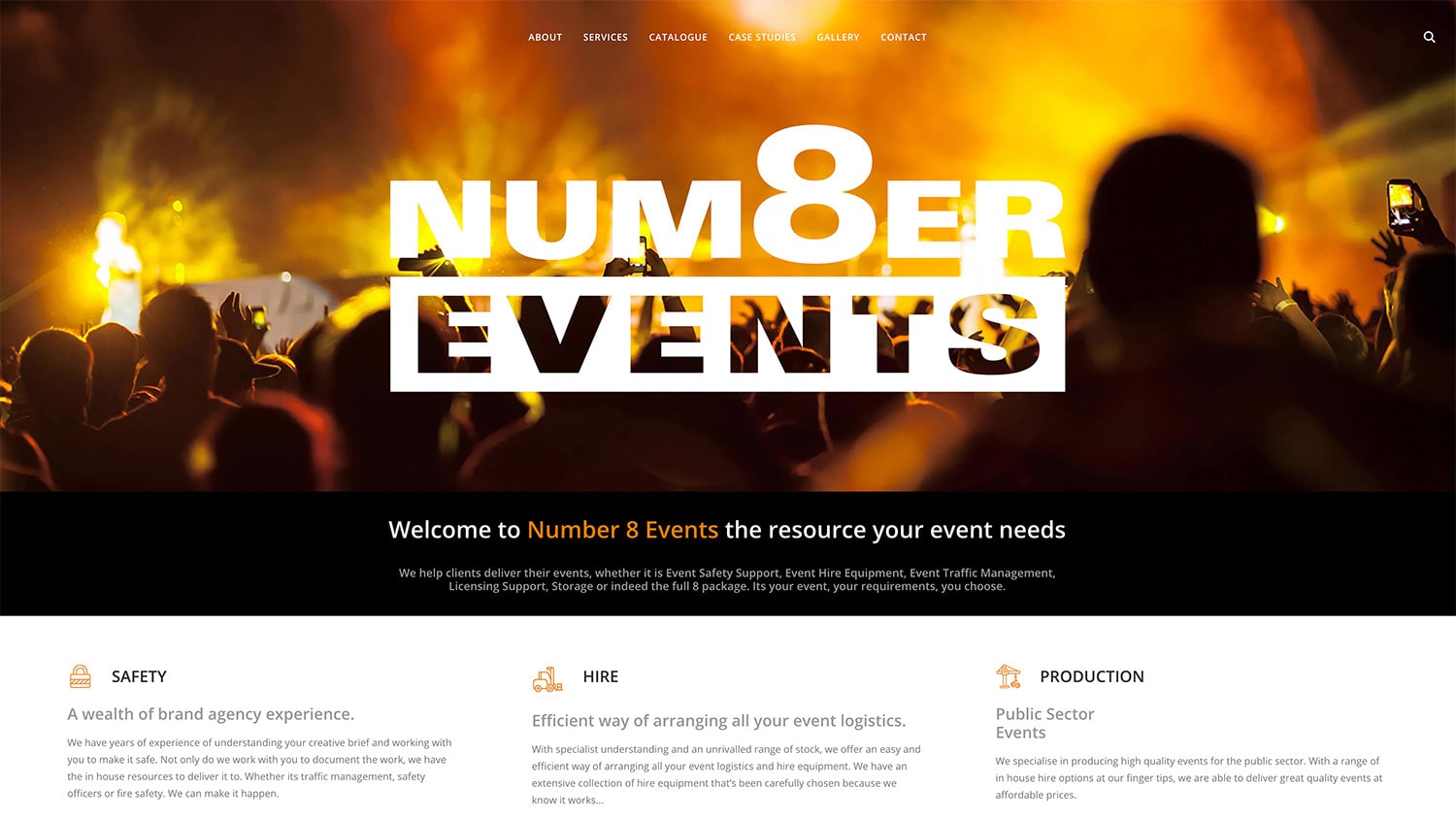 Number 8 Events | Website Design Portfolio | Right Angle Creative